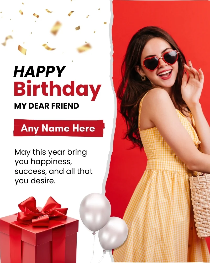 Happy Birthday Greeting Card with Name and Photo Edit | Aesthetic ...